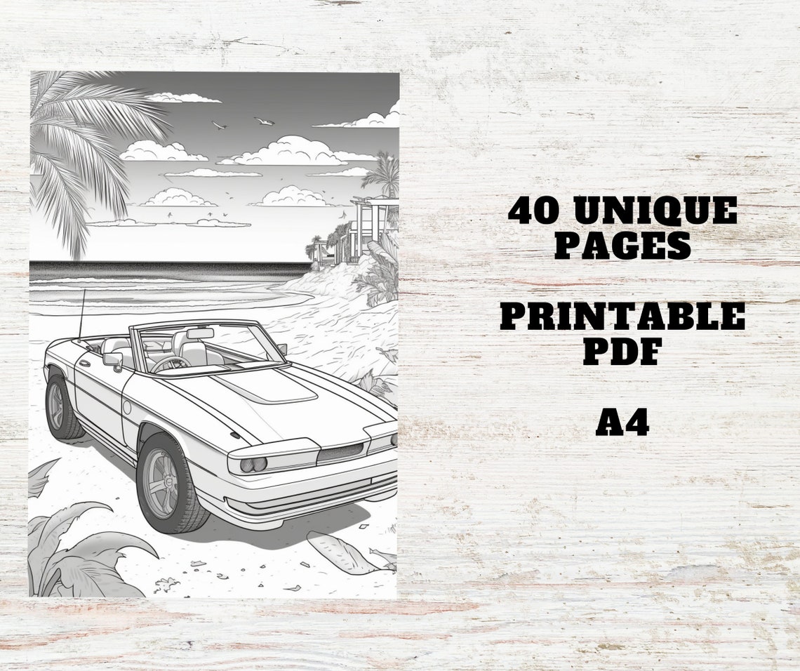 40 Cool Cars Coloring Pages | Printable PDF 40 Pages A4 | Unique ...