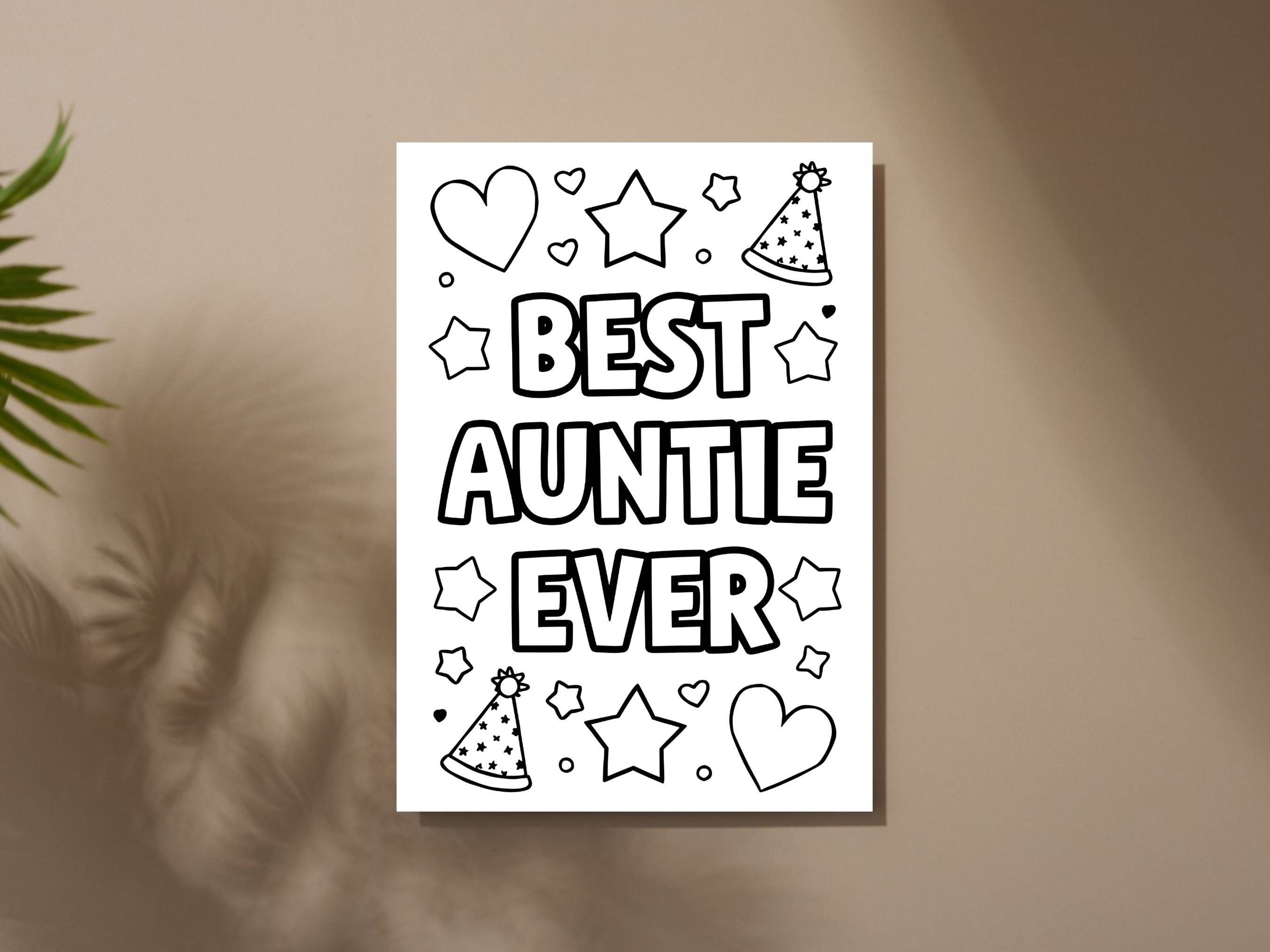 Best Auntie Ever Coloring Card - Instant Download Printable Digital ...