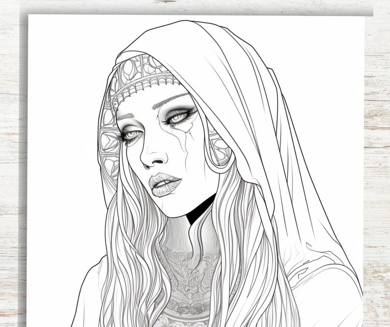 50 Horror Beauties Coloring Pages | Printable PDF 50 Pages A4 | Creepy ...
