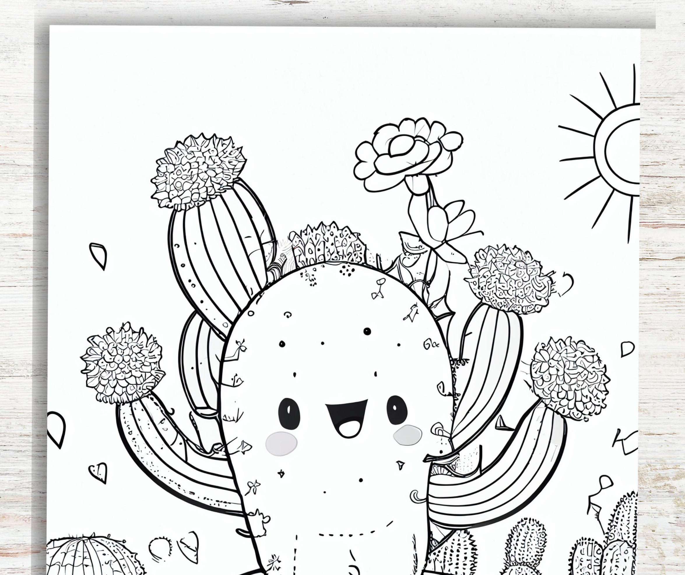 Cute Cactus Coloring Pages Printable PDF 10 Pages A4 for - Etsy