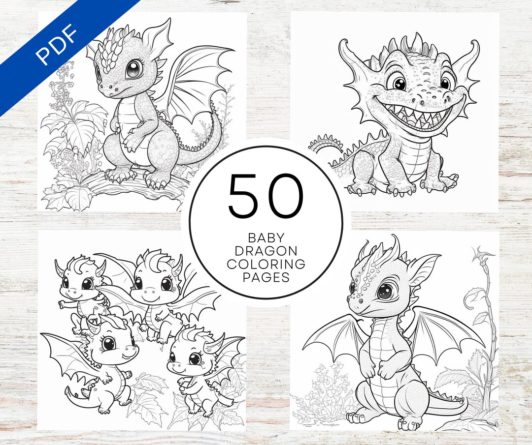 KDP Interior 50 Baby Dragon Coloring Pages | 8.5" X 11" Printable PDF ...