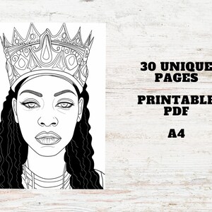 30 Black Queen Coloring Pages | Printable PDF A4 | Adult Coloring Book ...