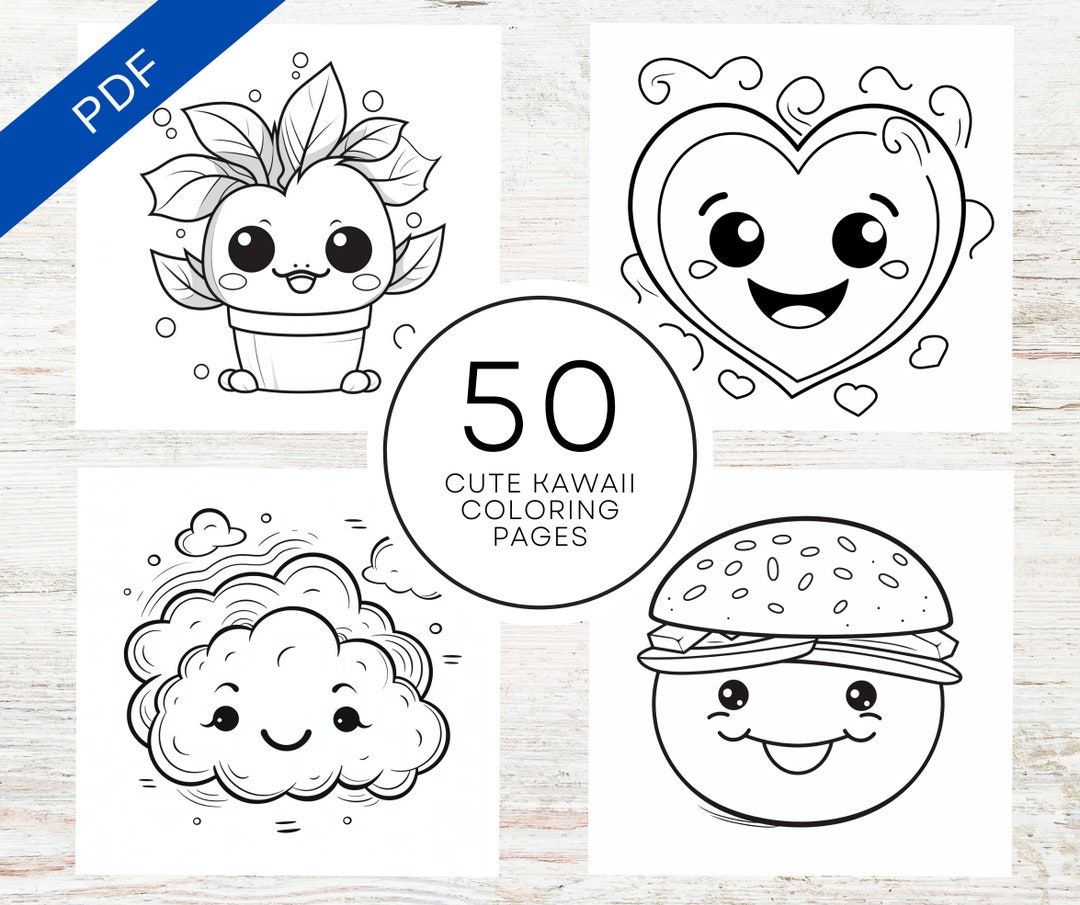 KDP Interior 50 Cute Kawaii Coloring Pages for Kids | 8.5" X 11 ...