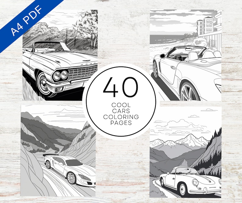 40 Cool Cars Coloring Pages | Printable PDF 40 Pages A4 | Unique ...