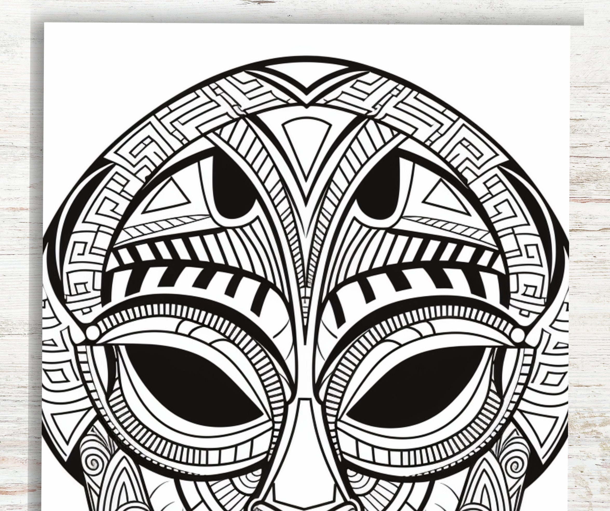 10 African Mask Coloring Pages | A4 Printable PDF | Pattern Coloring ...