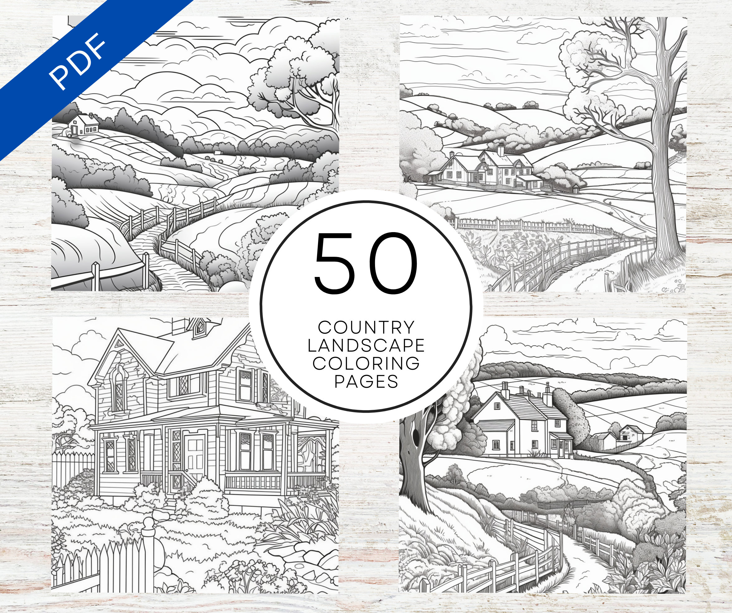 Country Landscape Coloring Pages