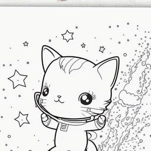 KDP Interior 50 Cats in Space Coloring Pages | 8.5" X 11" Printable PDF ...