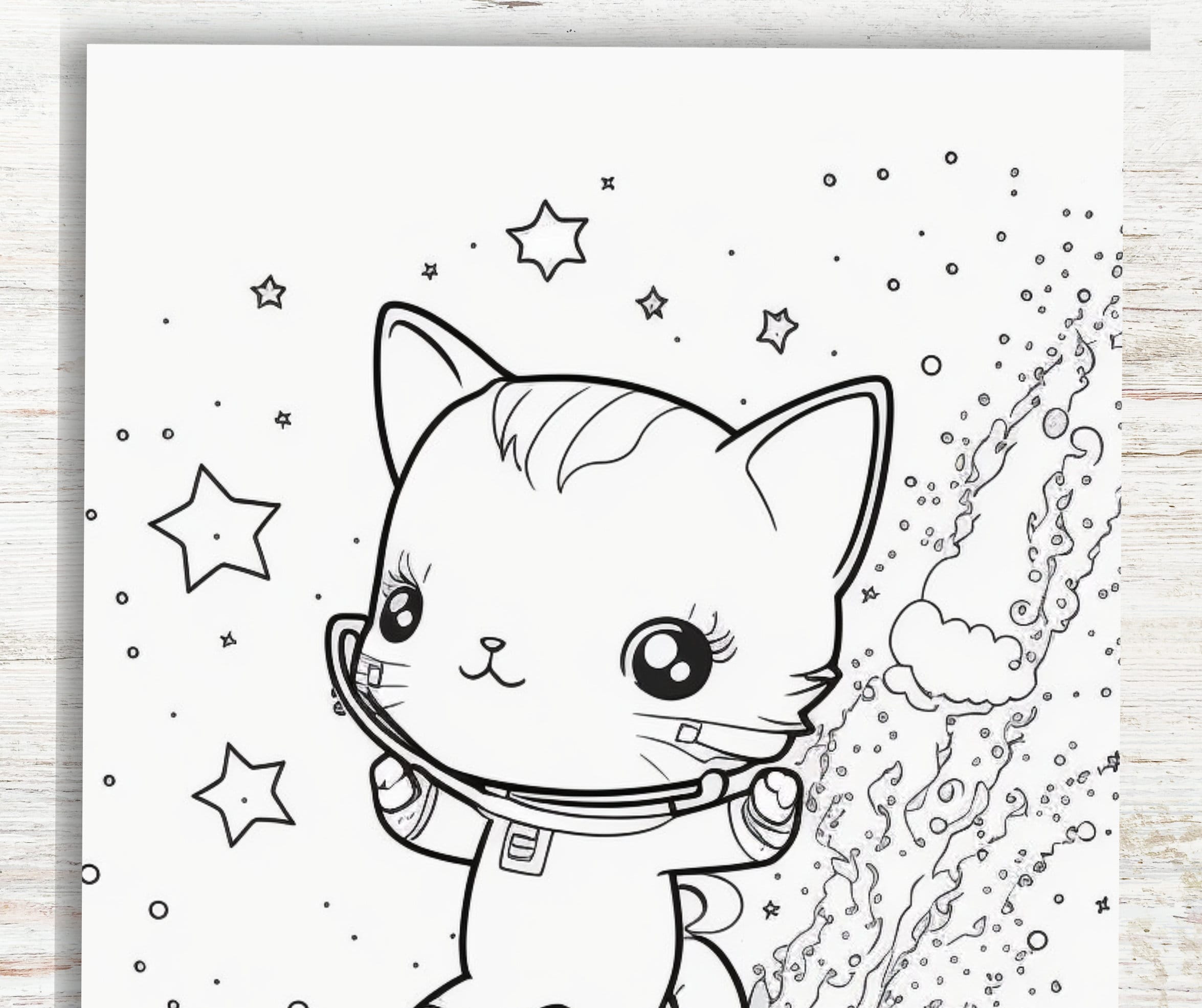 KDP Interior 50 Cats in Space Coloring Pages 8.5 X 11 Printable PDF ...