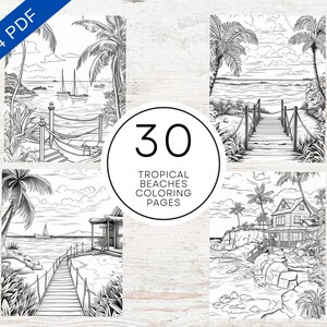 30 Tropical Beaches Coloring Pages | Printable PDF 30 Pages A4 | Summer ...