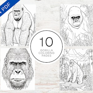 10 Gorilla Coloring Pages | Printable PDF A4 | Mighty Apes | Jungle ...