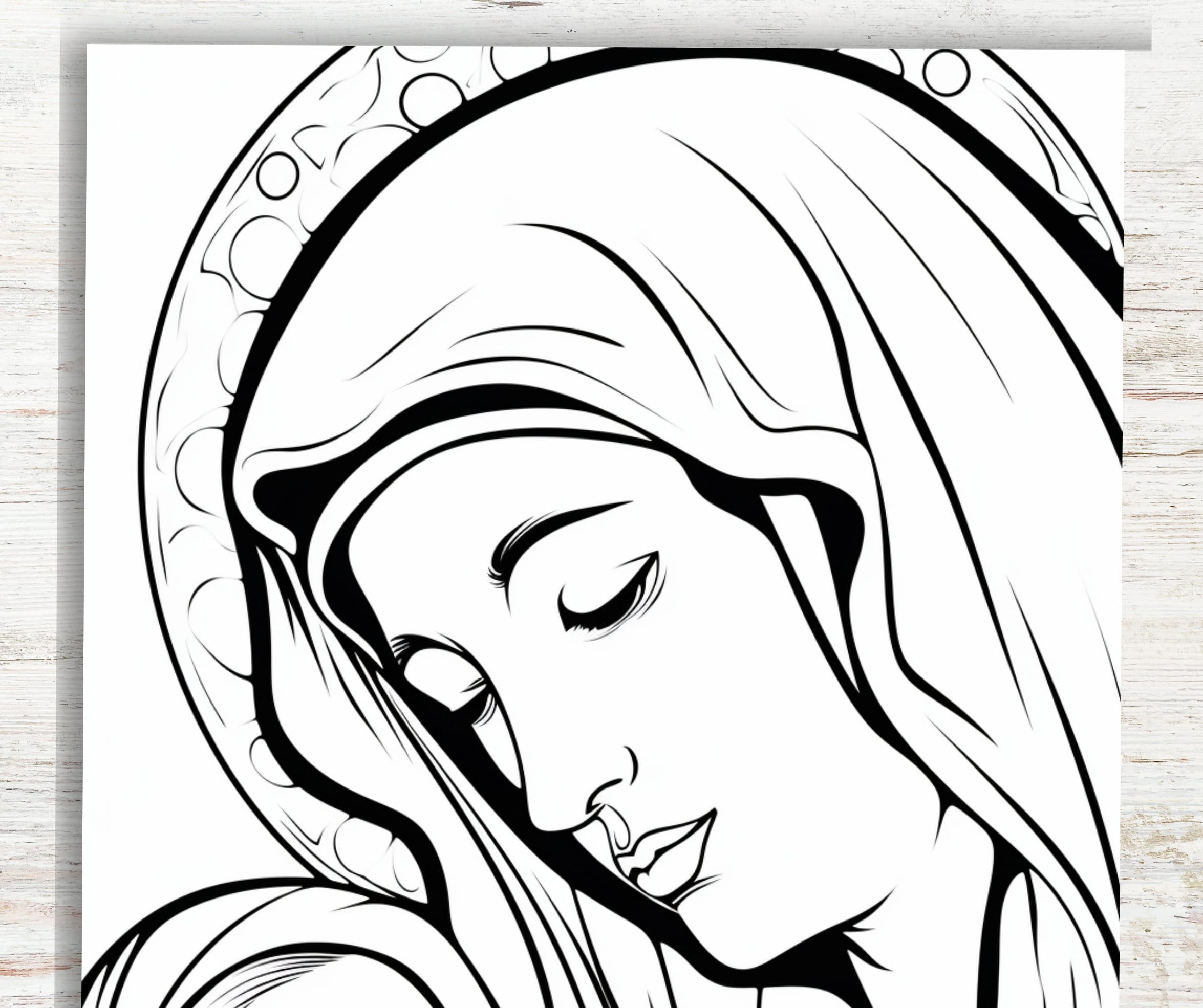 10 Mother Mary Coloring Pages Printable PDF 10 Pages A4 Stress Relief ...