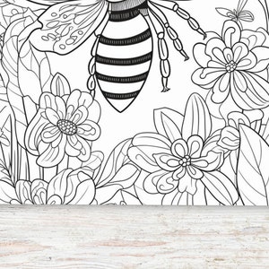 10 Bee & Flowers Coloring Pages | Printable PDF A4 | Spring Insects ...
