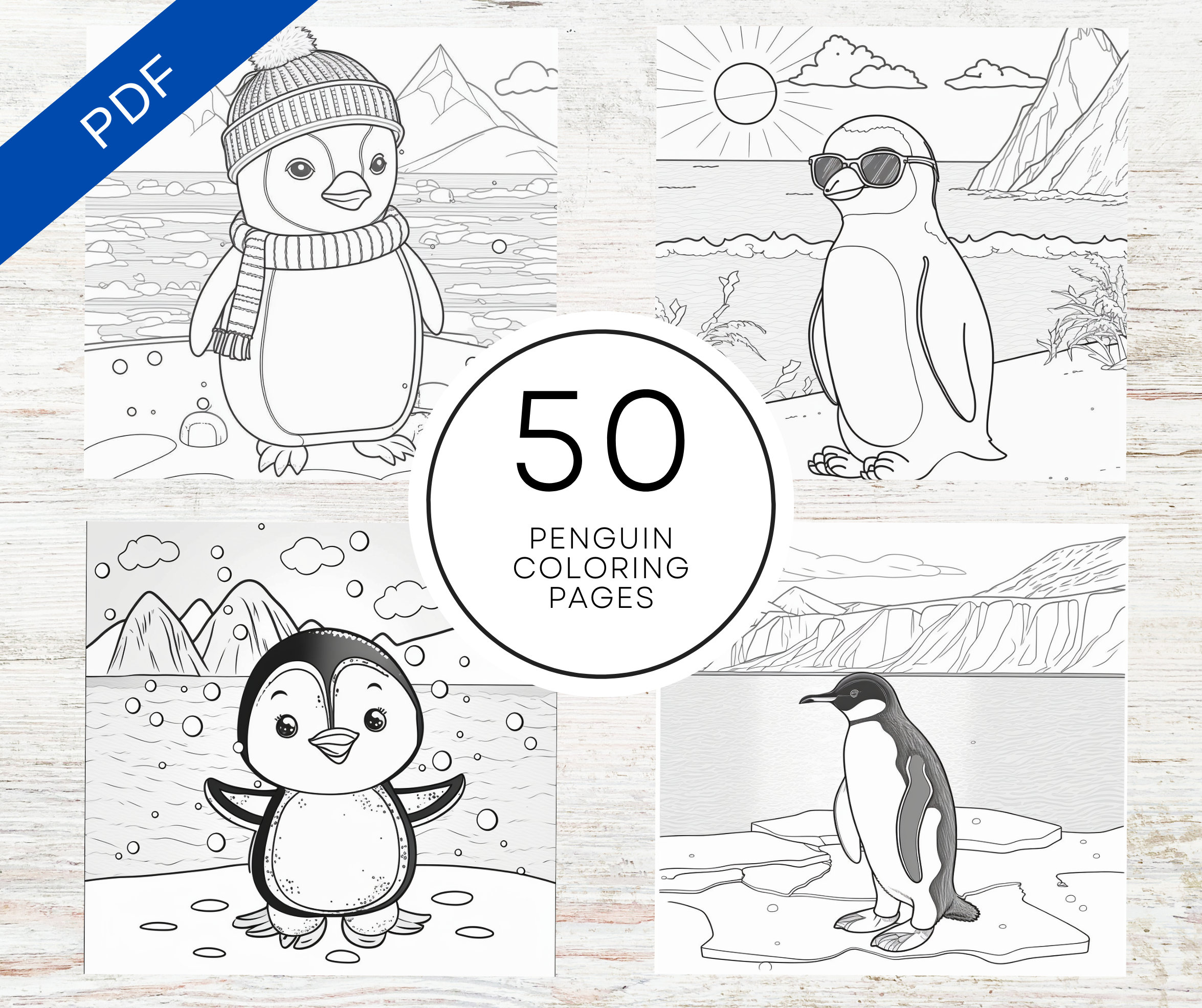 KDP Interior 50 Penguin Coloring Pages 8.5 X 11 Printable PDF Kids ...