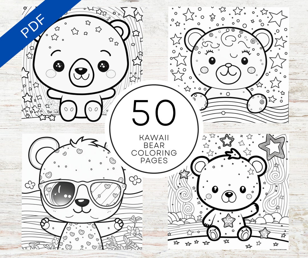 KDP Interior 50 Kawaii Bear Coloring Pages 8.5 X 11 Printable PDF ...