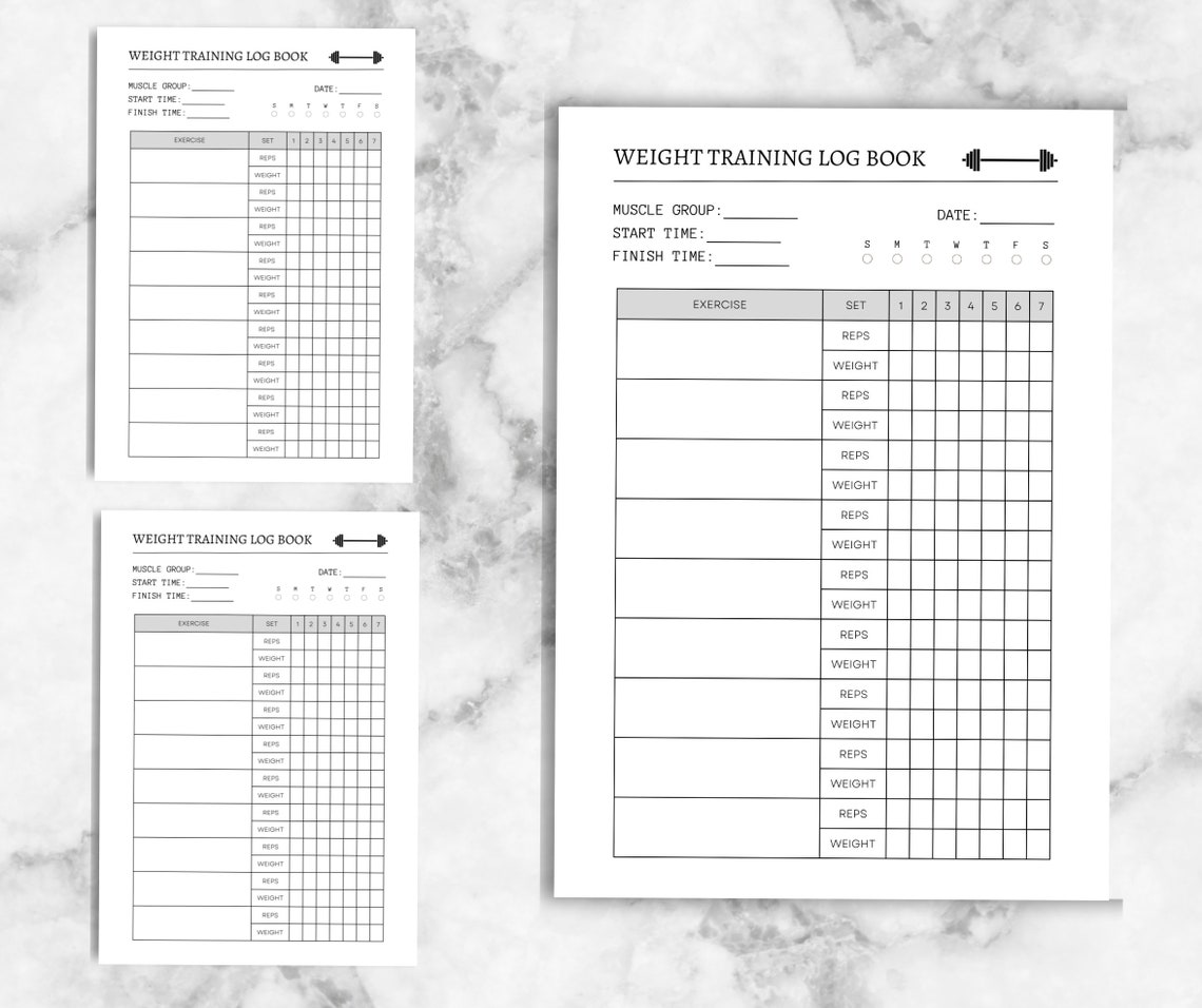 Weight Lifting Printable Logbook | 6"x9" KDP Interior | Workout Log ...