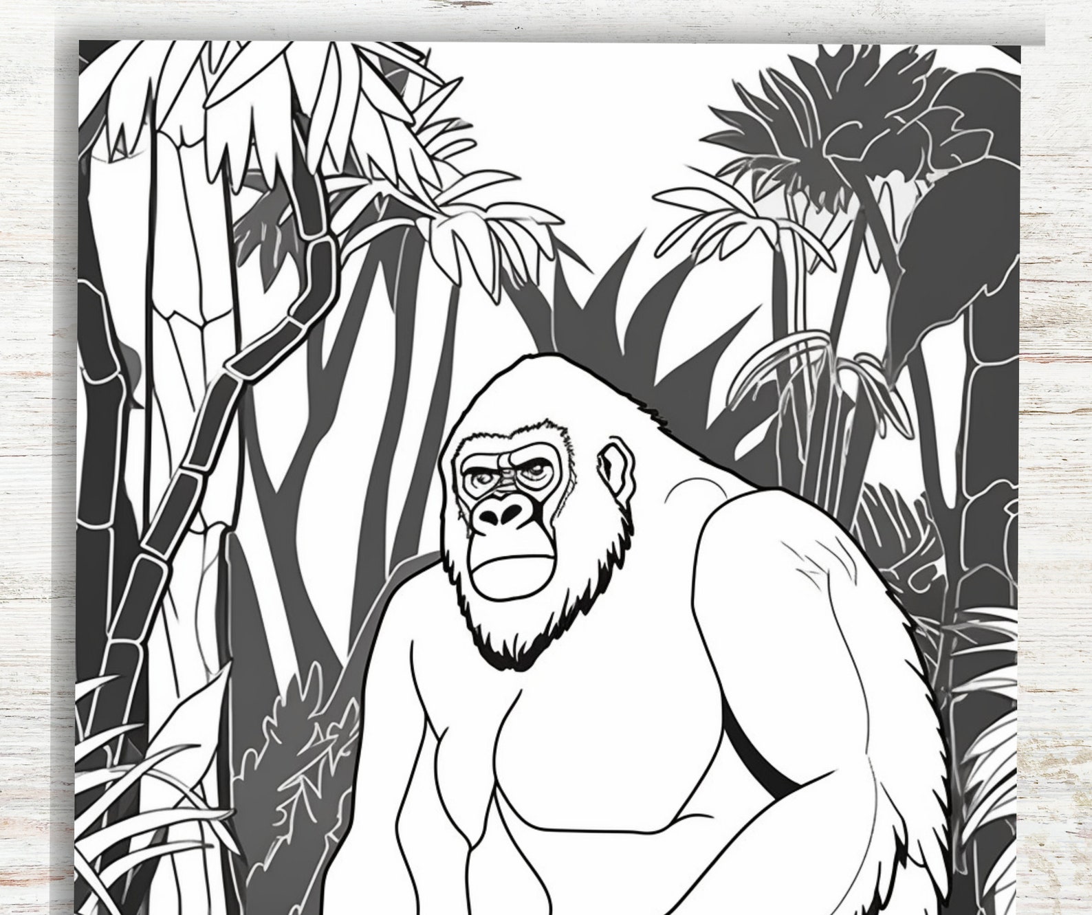 10 Gorilla Coloring Pages Printable PDF A4 Mighty Apes Jungle Animal ...