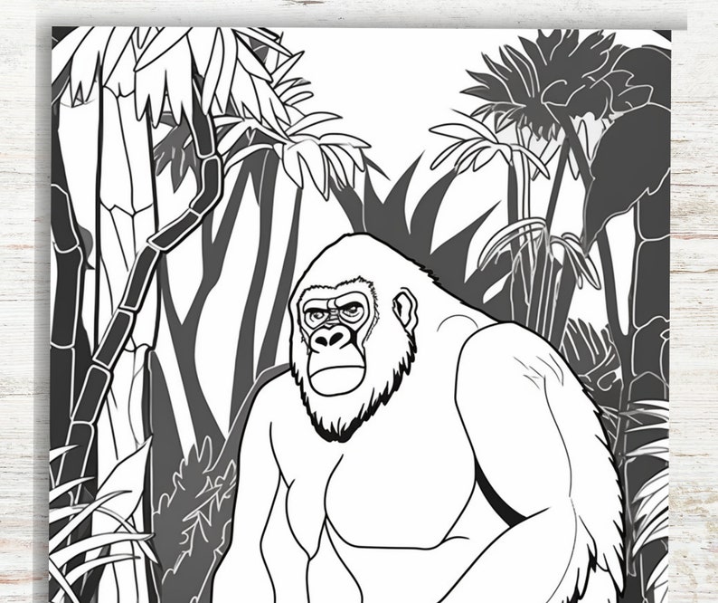 10 Gorilla Coloring Pages | Printable PDF A4 | Mighty Apes | Jungle ...