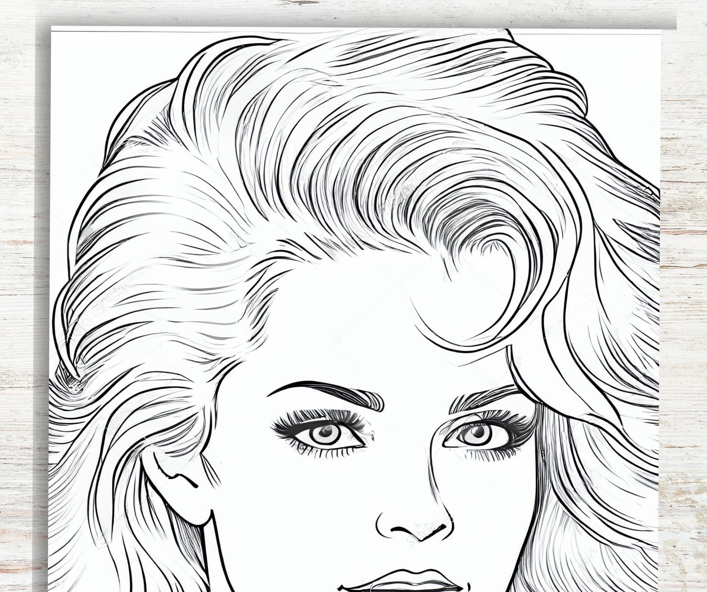 Beautiful 80s Style Women Faces Coloring Pages | 1980s Colouring Sheets ...