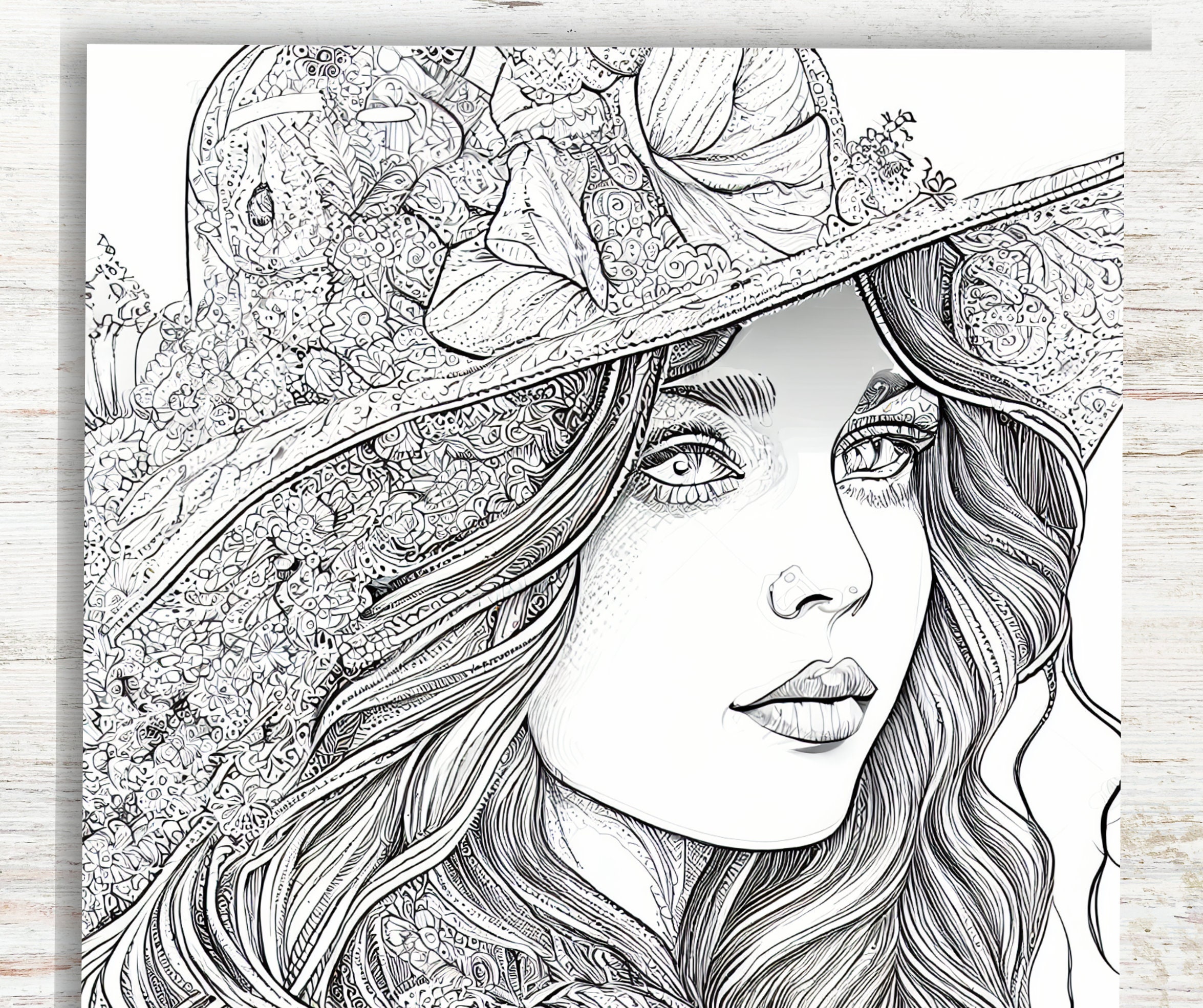 10 Beautiful Boho Women Coloring Pages Printable PDF 10 Pages A4 ...