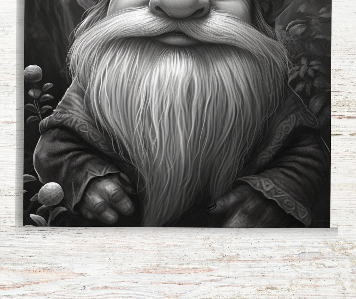 10 Grayscale Gnome Coloring Pages for Adults | Digital Fantasy Coloring ...