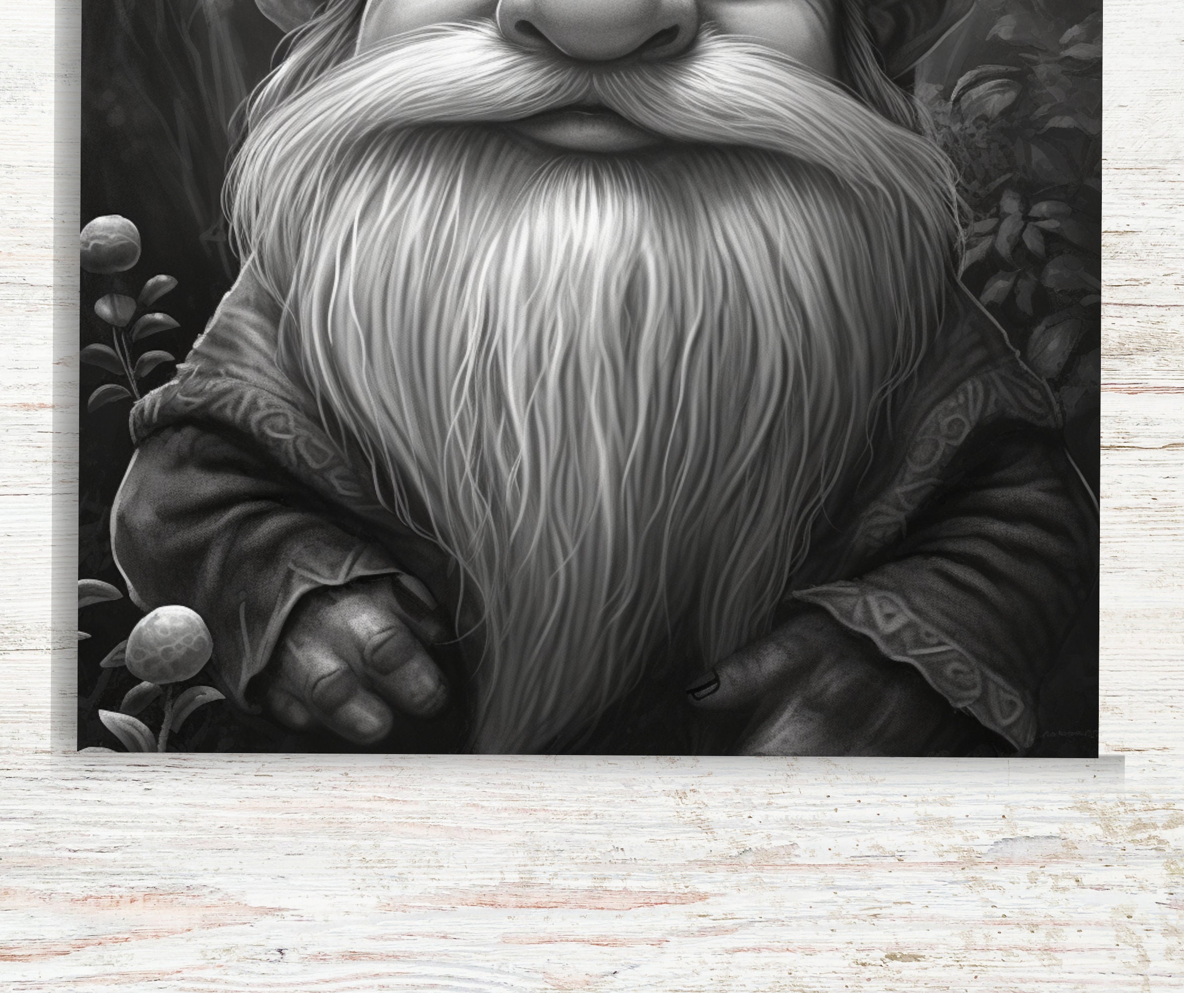 10 Grayscale Gnome Coloring Pages for Adults | Digital Fantasy Coloring ...
