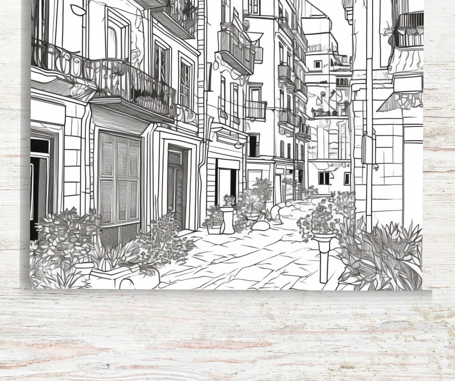 10 Barcelona Streets Coloring Pages | Printable PDF A4 | City Landscape ...