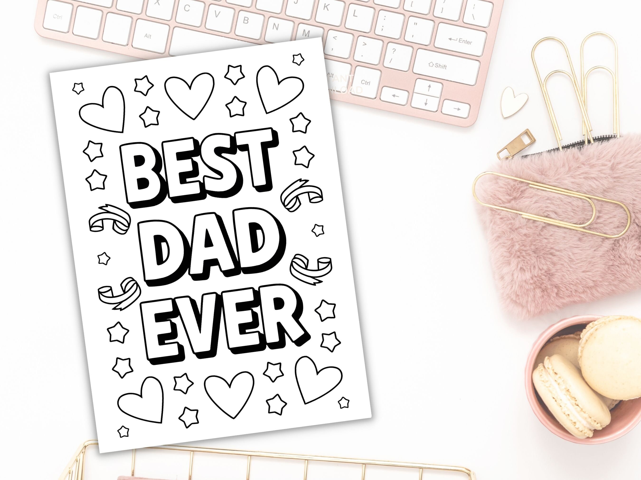 Best Dad Ever Printable Coloring Card | Digital Download Father's Day ...