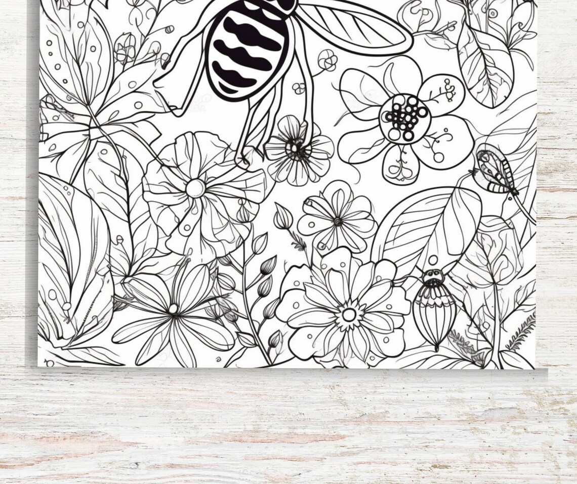 10 Bugs & Flowers Coloring Pages | Printable PDF A4 | Spring Insects ...