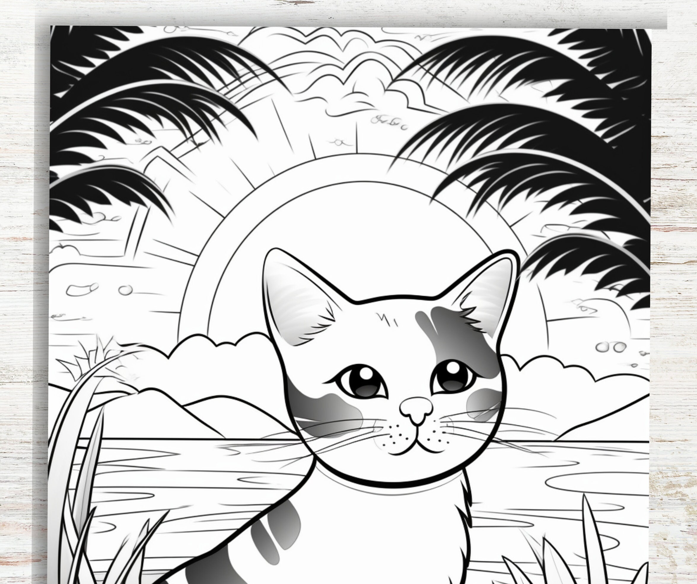 30 Cats on Vacations Coloring Pages Printable PDF 30 Pages A4 Summer ...