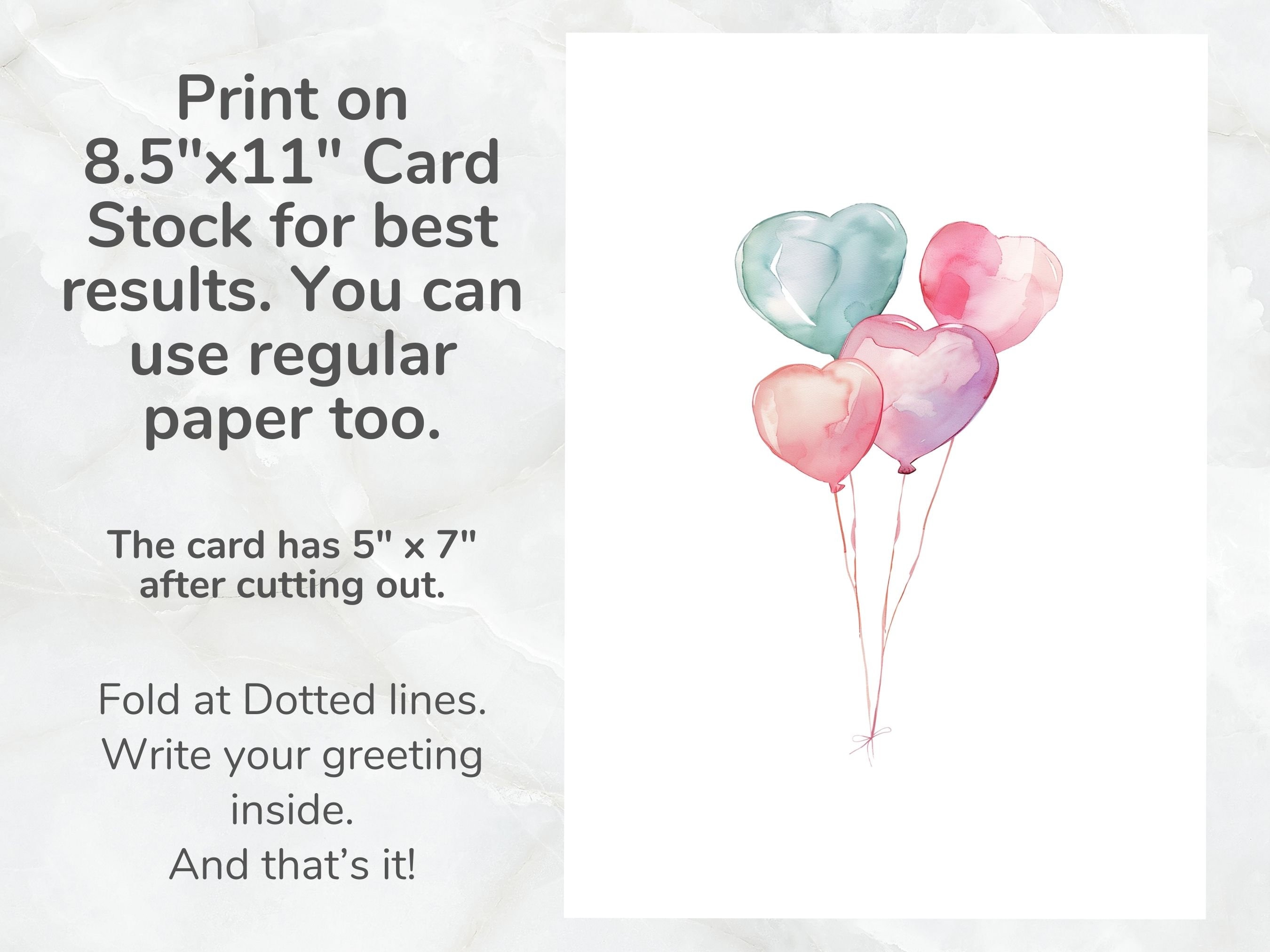 Digital Download Birthday Greeting Card Minimalistic Watercolor ...