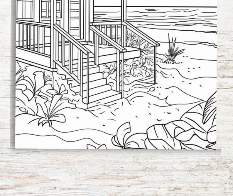 KDP Interior 50 Beach House Coloring Pages | 8.5" X 11" PDF & Canva ...