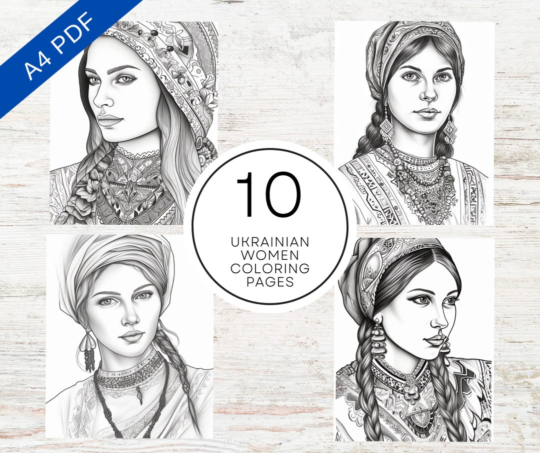 10 Beautiful Ukrainian Women Coloring Pages | Printable Female Portrait ...