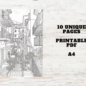 10 Barcelona Streets Coloring Pages | Printable PDF A4 | City Landscape ...