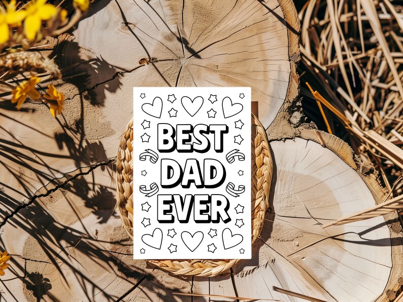 Best Dad Ever Printable Coloring Card | Digital Download Father's Day ...