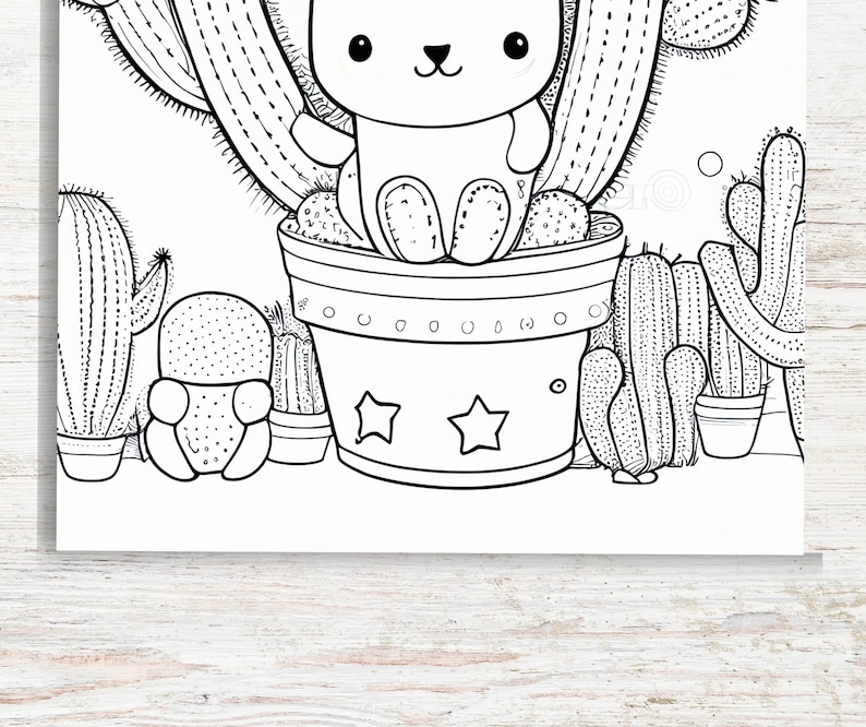 Cute Cactus Coloring Pages Printable PDF 10 Pages A4 for - Etsy
