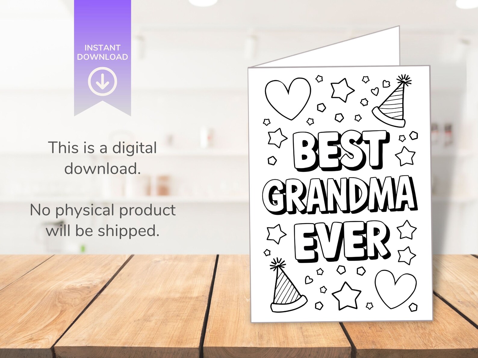 Best Grandma Ever Printable Coloring Card Digital Download Mother's Day ...