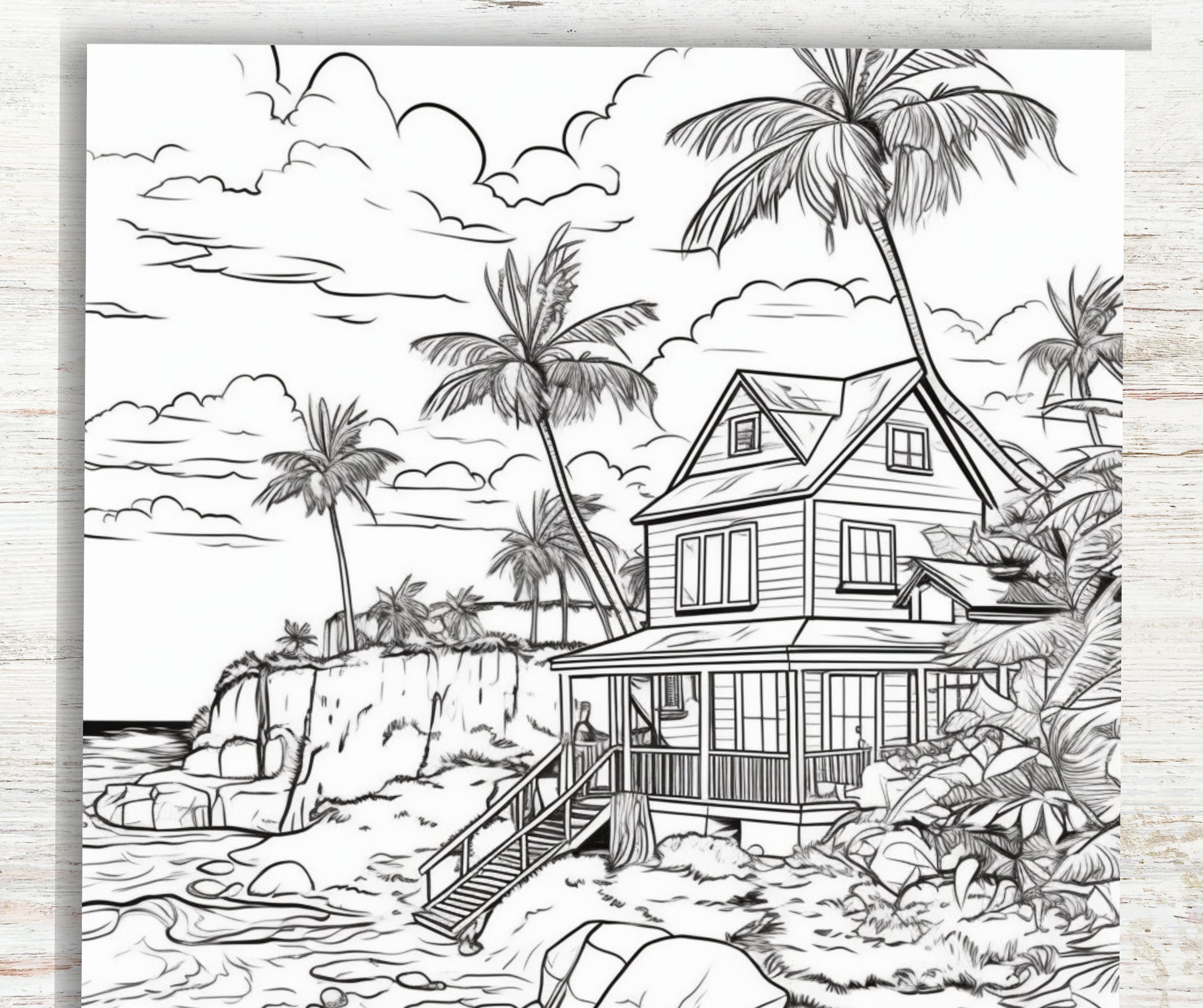 30 Tropical Beaches Coloring Pages Printable PDF 30 Pages A4 Summer ...