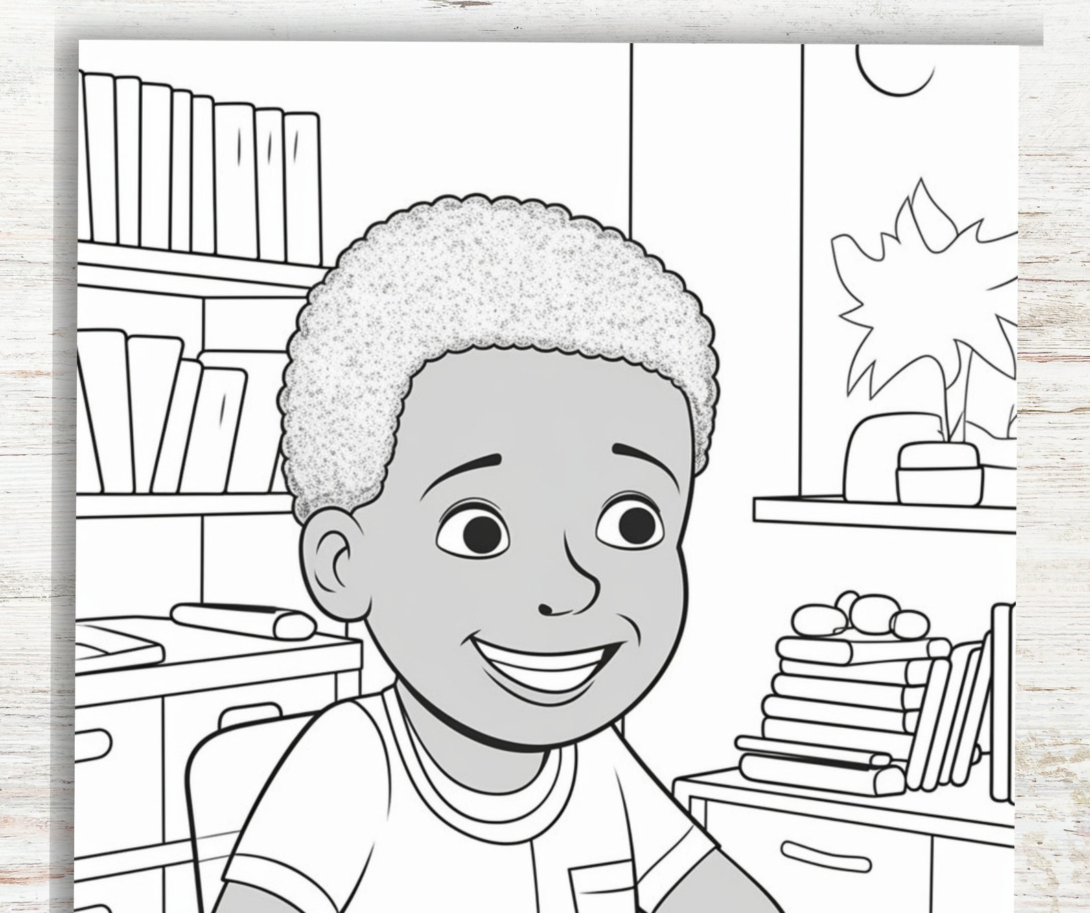 10 Black Boys at School Coloring Pages | Printable PDF A4 | Cute Kids ...