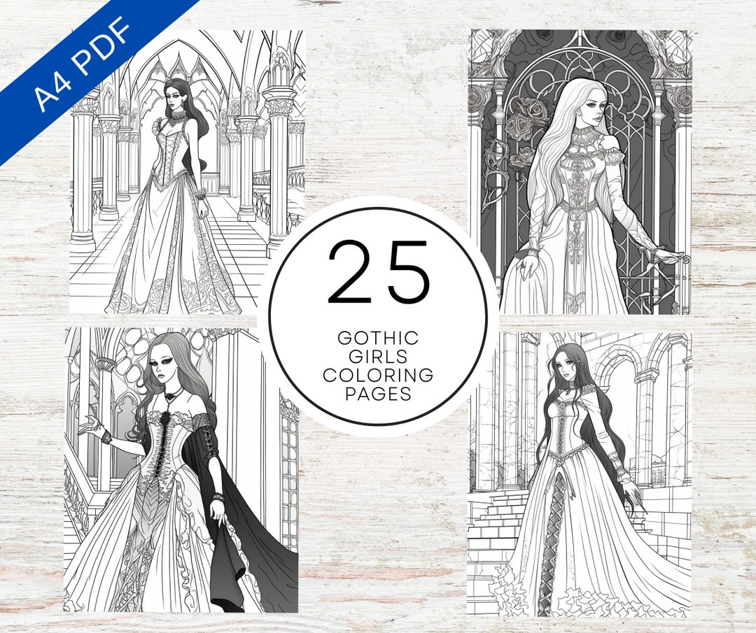 25 Gothic Women Coloring Pages | Printable Gothic Coloring Book for ...