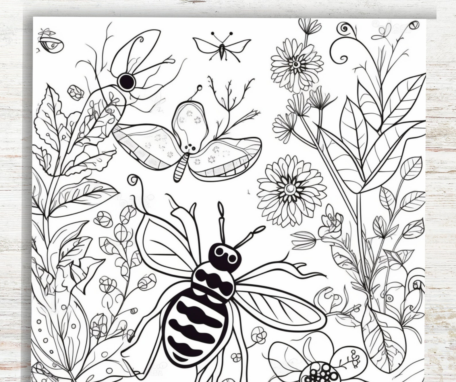10 Bugs & Flowers Coloring Pages | Printable PDF A4 | Spring Insects ...