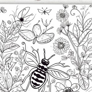 10 Bugs & Flowers Coloring Pages | Printable PDF A4 | Spring Insects ...