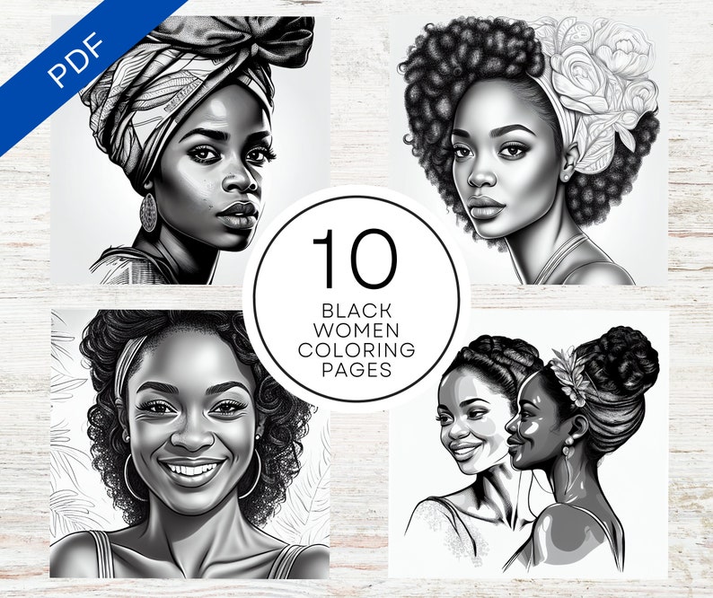 Beautiful Black Women Coloring Pages for Adults Printable PDF 10 Pages ...