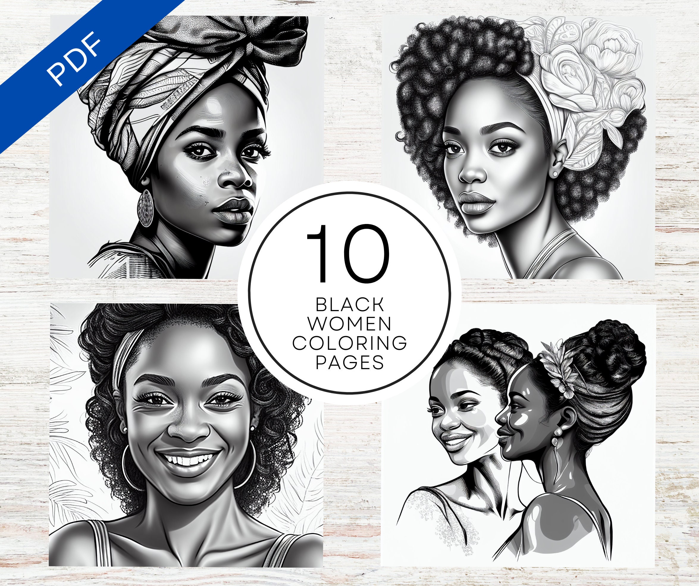 Beautiful Black Women Coloring Pages for Adults Printable PDF 10 Pages ...