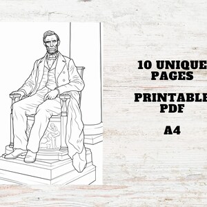 10 Abraham Lincoln Coloring Pages | A4 Printable PDF | US President ...