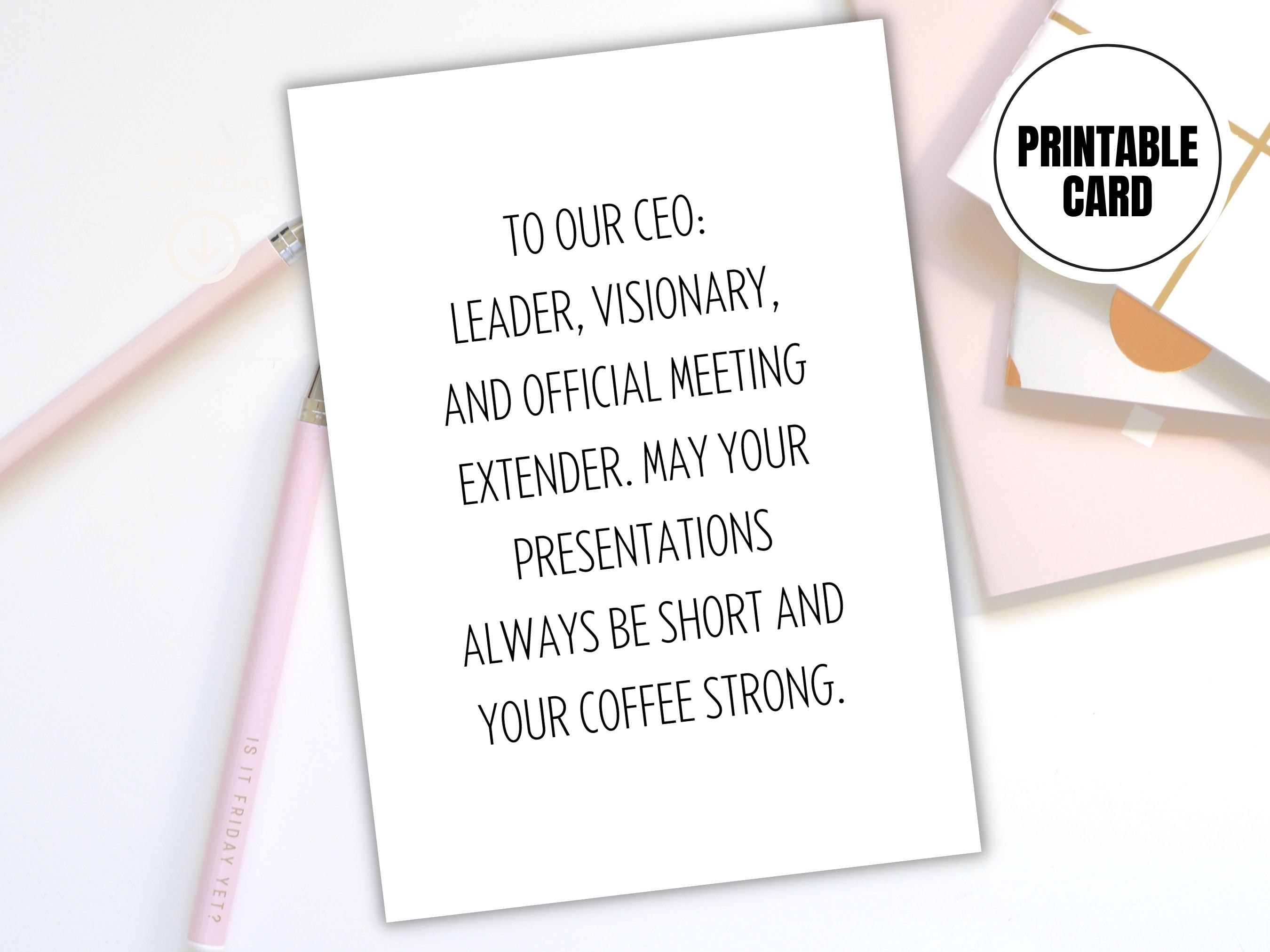Humorous CEO Appreciation Digital Card - Printable Corporate Boss ...