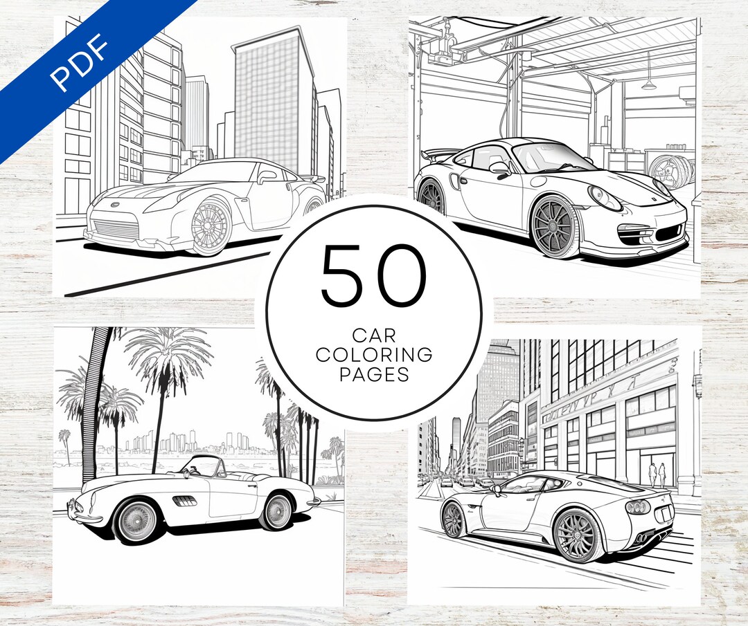 KDP Interior 50 Car Coloring Pages | 8.5" X 11" Printable PDF | Kids ...