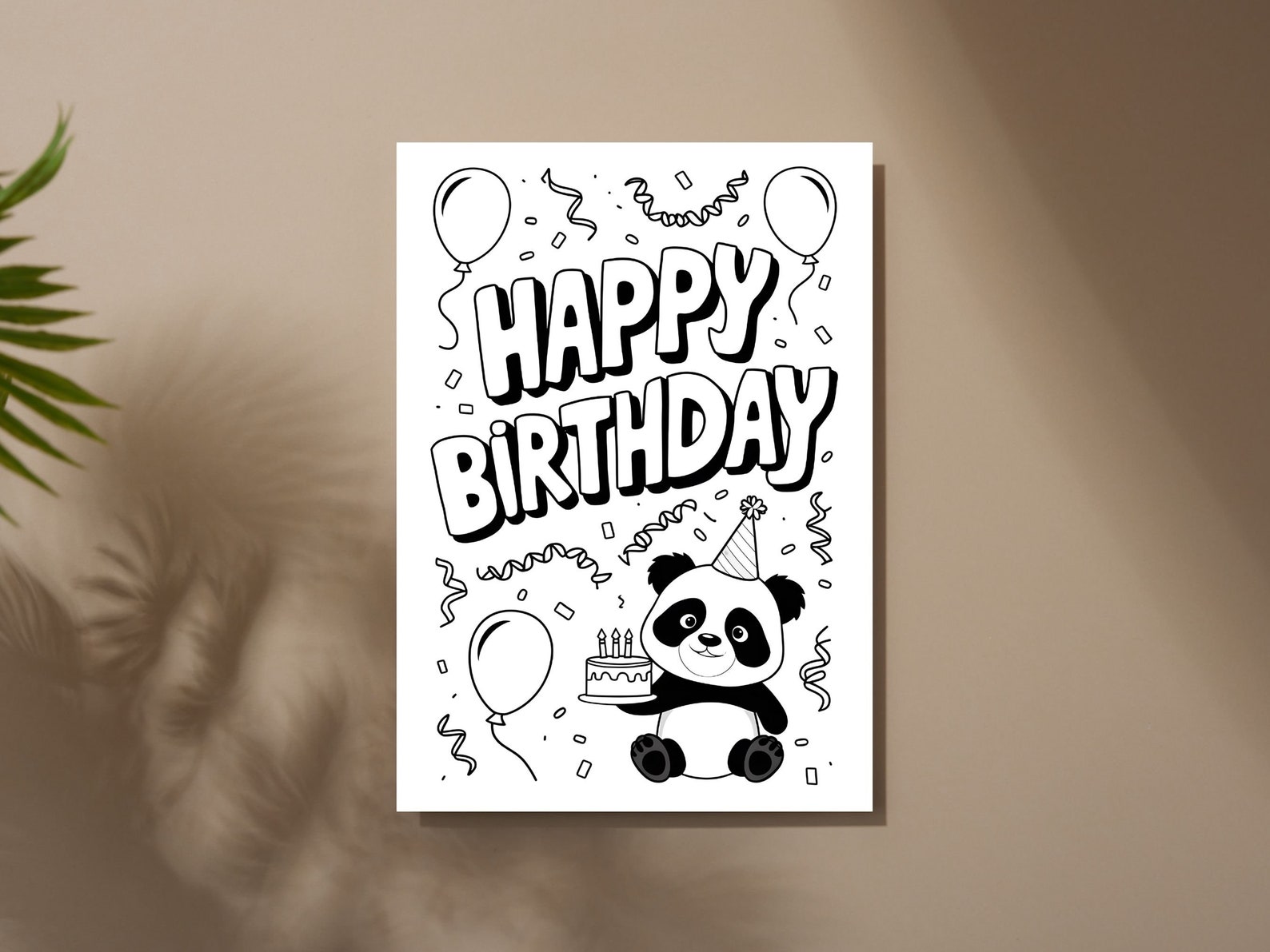 Happy Birthday Panda Printable Coloring Card | Digital Download | Fun ...