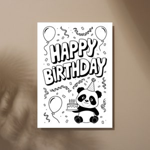 Happy Birthday Panda Printable Coloring Card | Digital Download | Fun ...