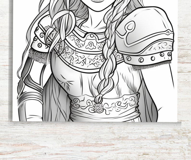 10 Cute Viking Girl Coloring Pages Printable PDF 10 Pages A4 Grayscale ...