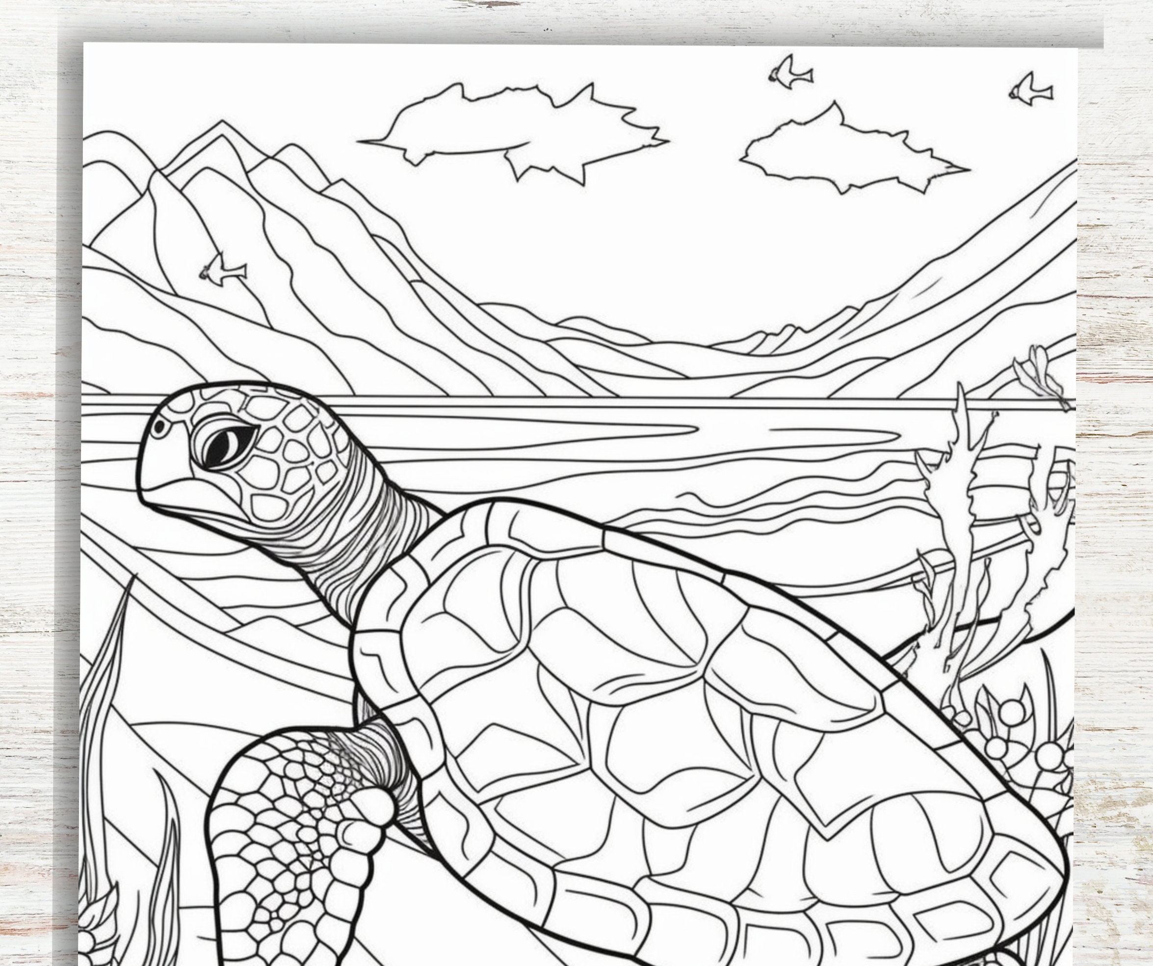 30 Sea Turtle Coloring Pages | A4 Printable PDF | Kids Coloring Book ...